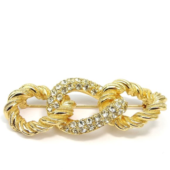 Dior | Jewelry | Christian Dior Brooch Gold Plated Rhinestone ...